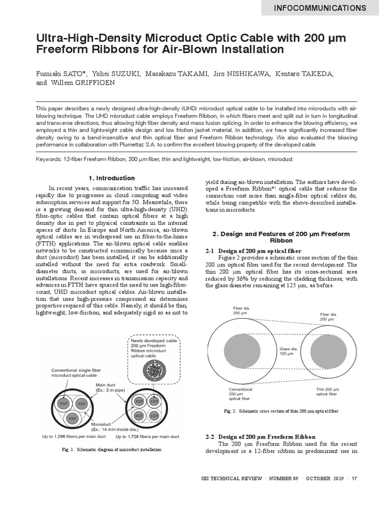 Ultra-High-Density Microduct Optic Cable With 200 M Freeform Ribbons For Air-Blown Installation ...