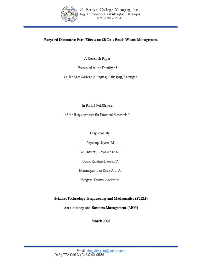 Recycled Decorative Pots: Effects On SBCA's Bottle Wastes Management ...