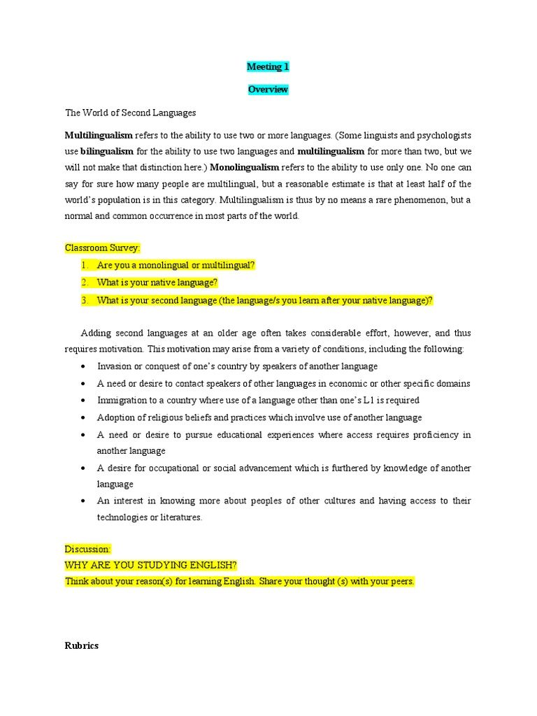 Understanding Multilingualism and Language Learning | PDF | Multilingualism | Second Language