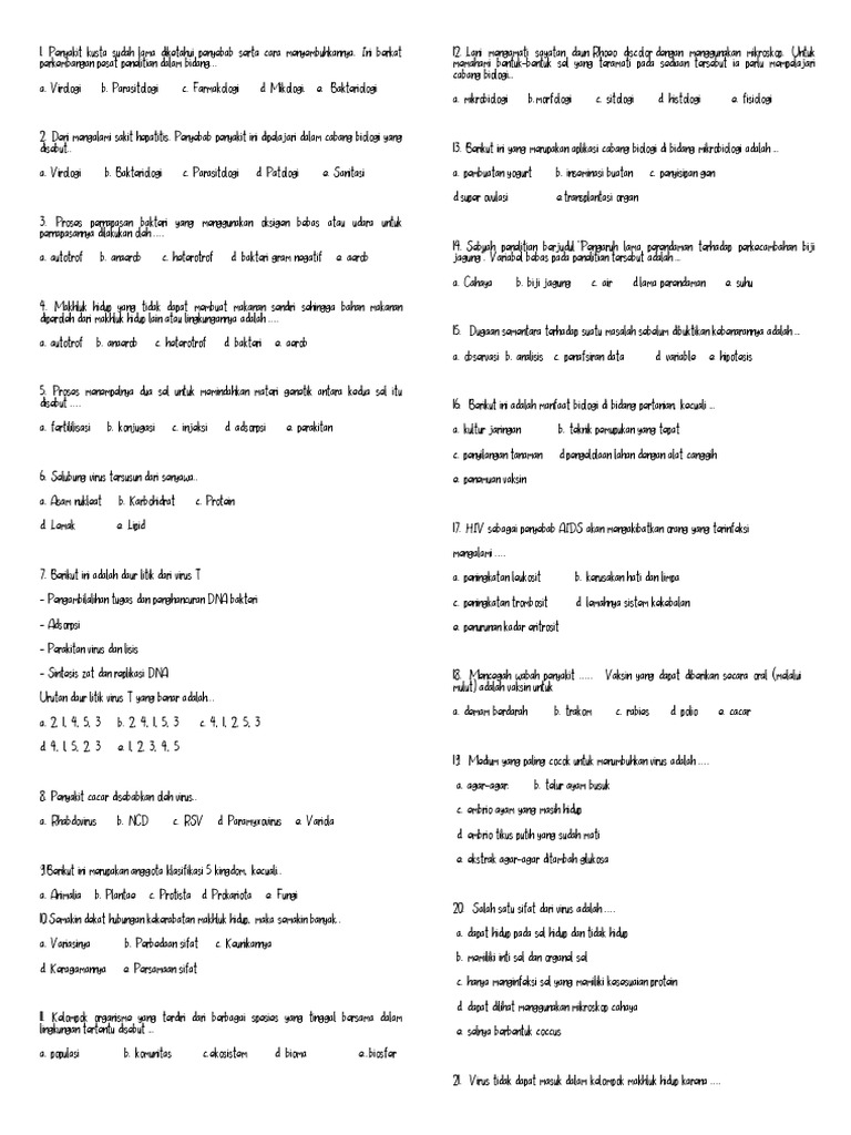 Soal Bio Kelas 10 Sem 1 Kurmer | PDF
