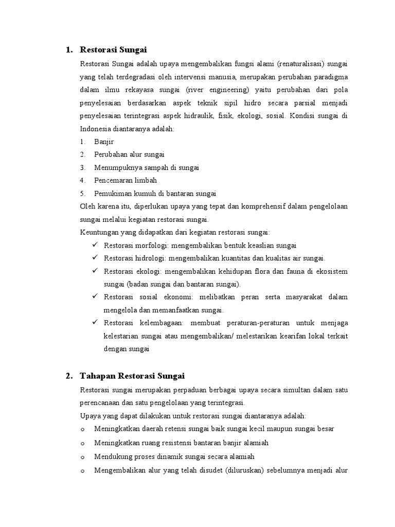 Upaya Restorasi Sungai di Indonesia | PDF
