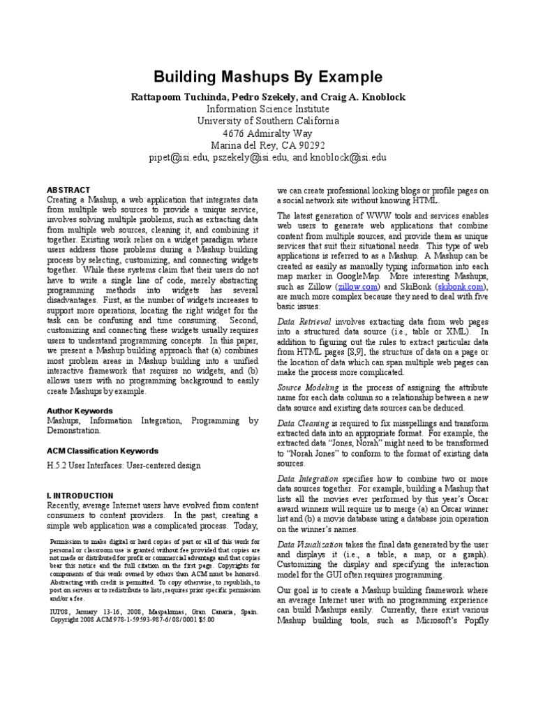 Building Mashups by Example | PDF | X Path | Html Element