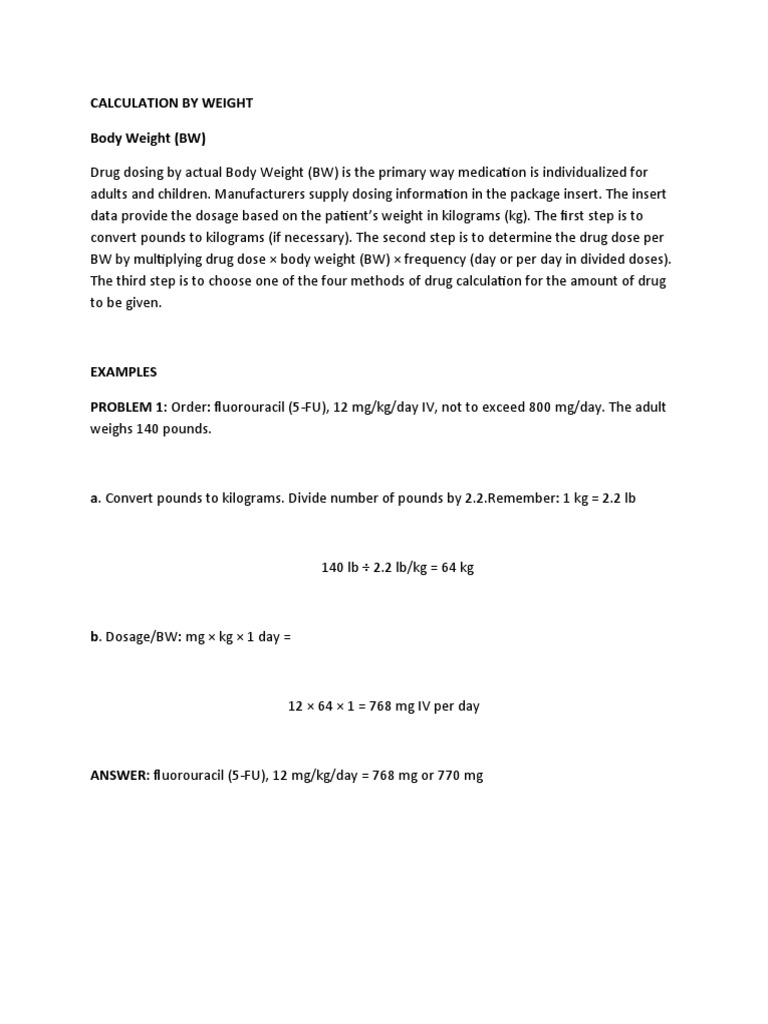 Body Weight | PDF