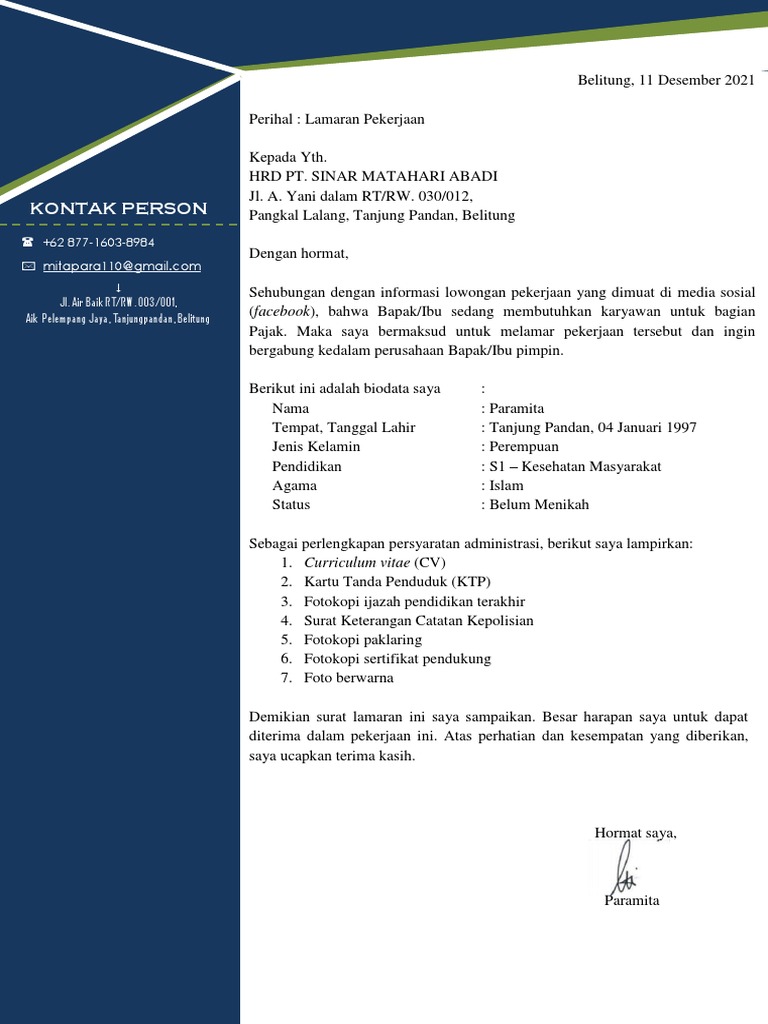 Berkas Lamaran | PDF