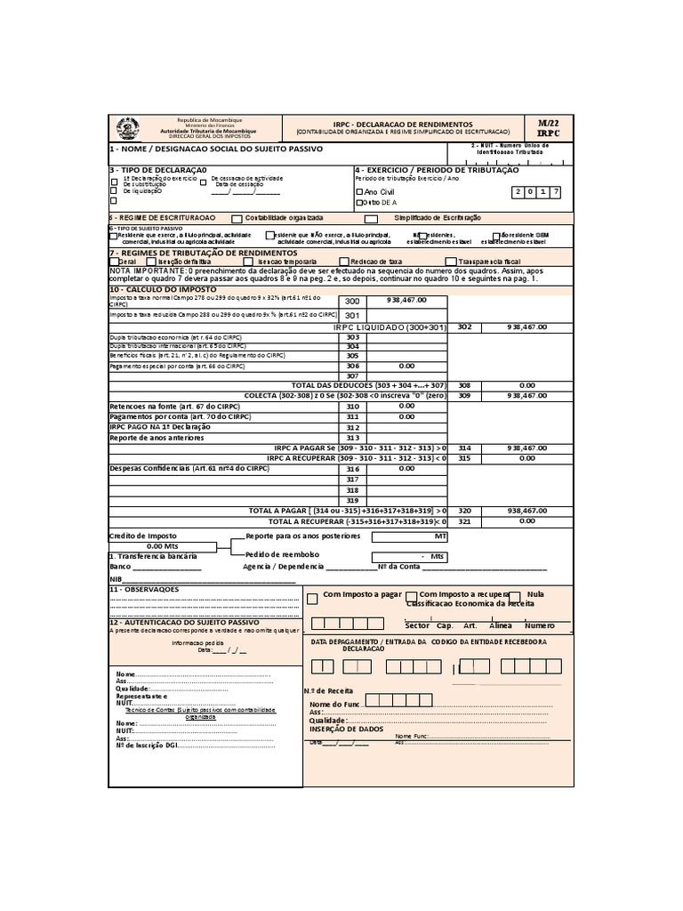 Modelos Fiscais - AT | PDF