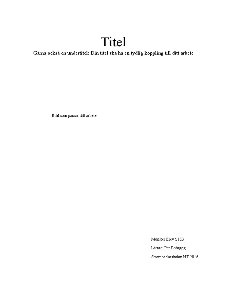 Gymnasiearbete Hogskoleforberedande | PDF