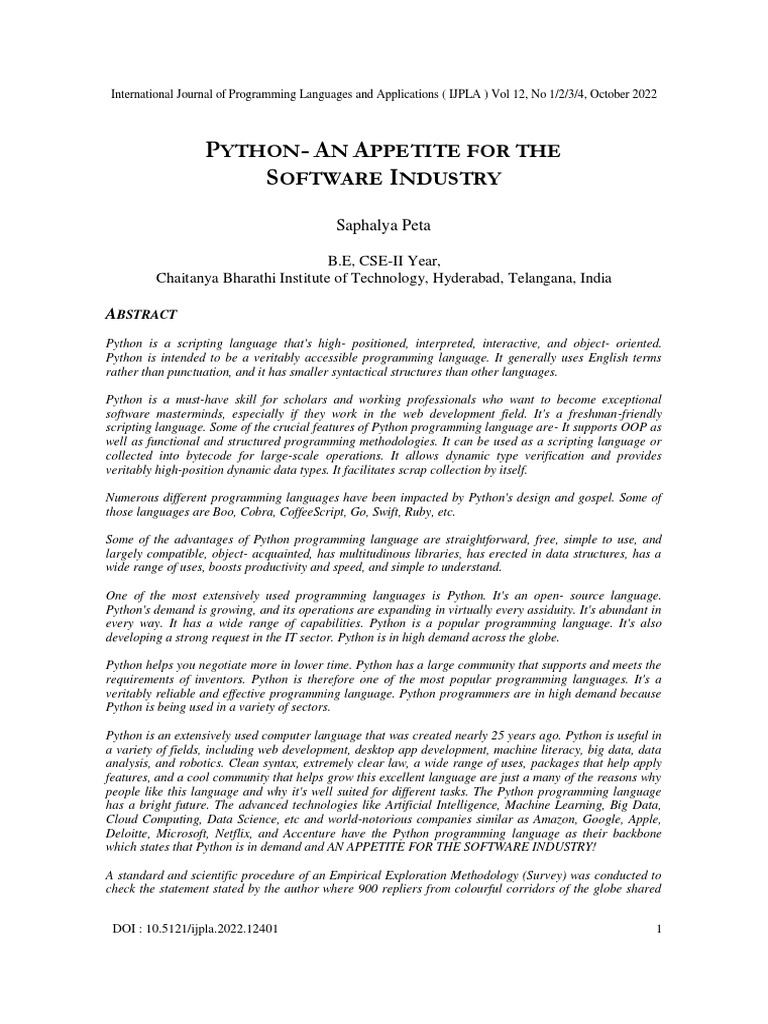 Python - An Appetite For The Software Industry | PDF | Python (Programming Language) | Computer ...