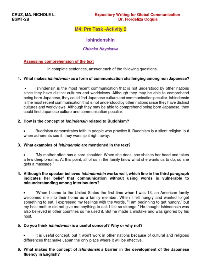 M4 Pre Task Activity 2 Cruz Nichole Bsmt2b Pdf Essays Feeling