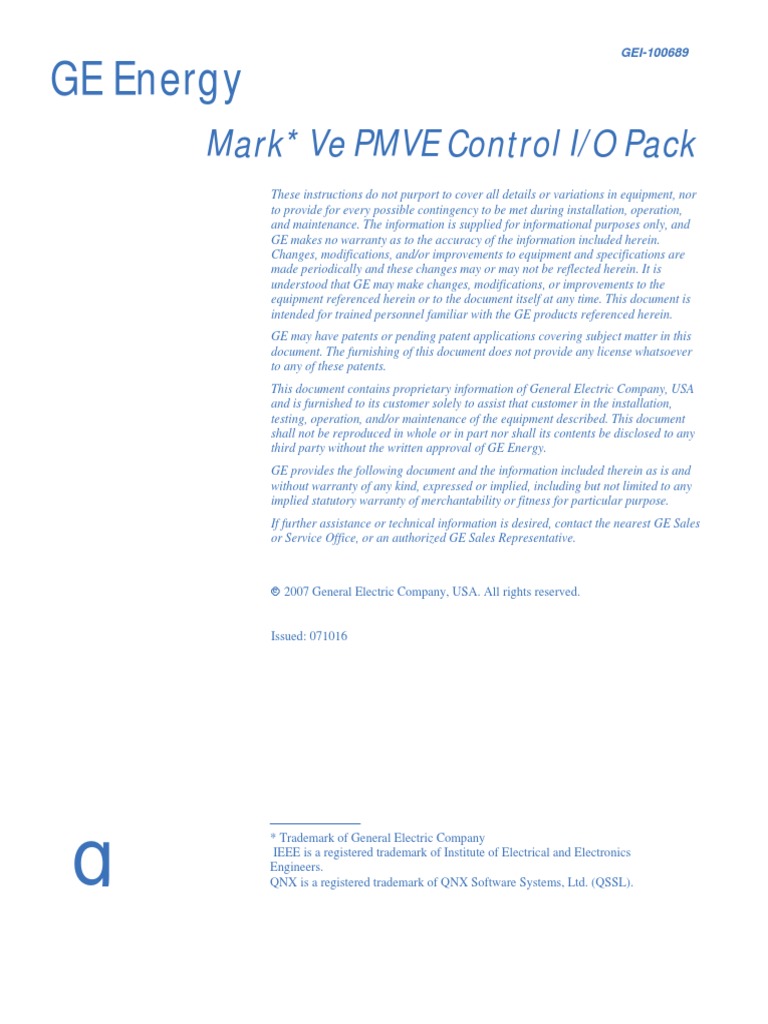 MKVe PMVE Control IO Pack GEI-100689 | PDF