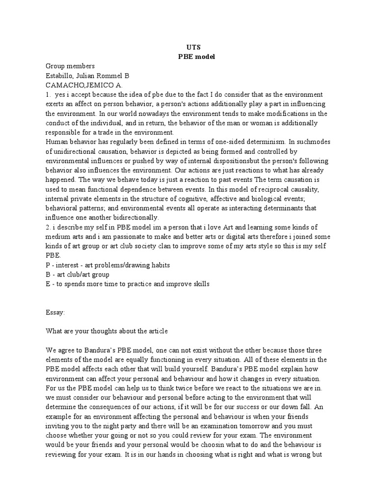 PBE Model | Download Free PDF | Behavior | Causality