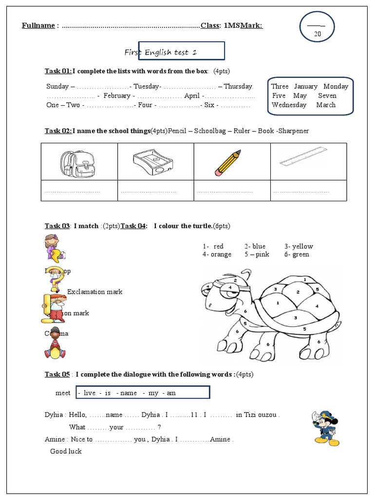 1MS - 2nd 1st Test 1st Term by Malika Abed 2017 | PDF