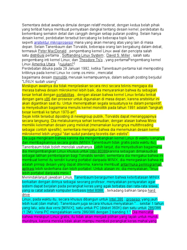 Bahan Debat Minix Dan Linux | PDF