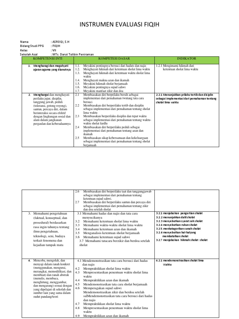 Evaluasi Dan Instrumen Penilaian | PDF
