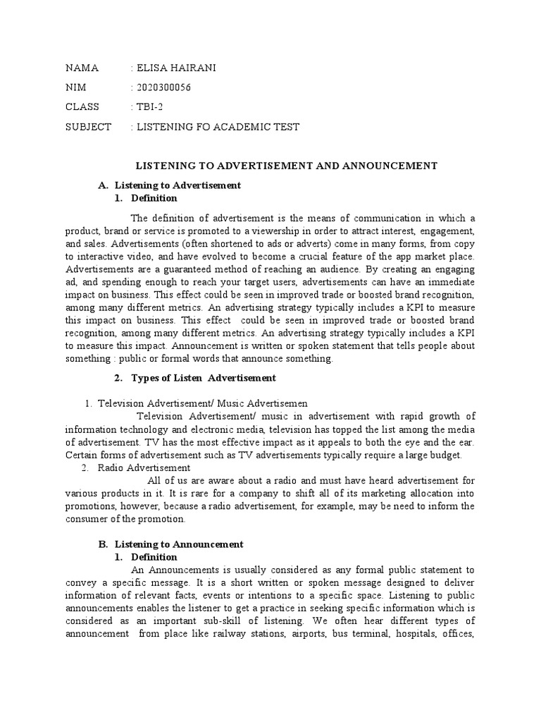 Summary Listening | PDF