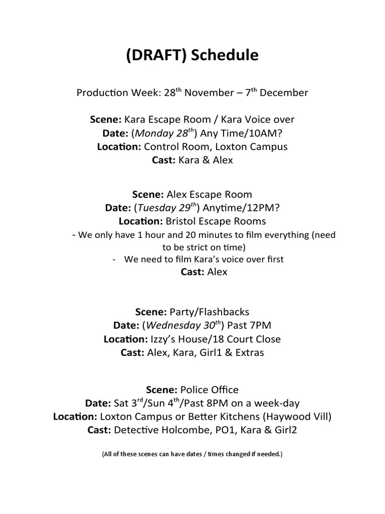 Draft Schedule Yas | PDF