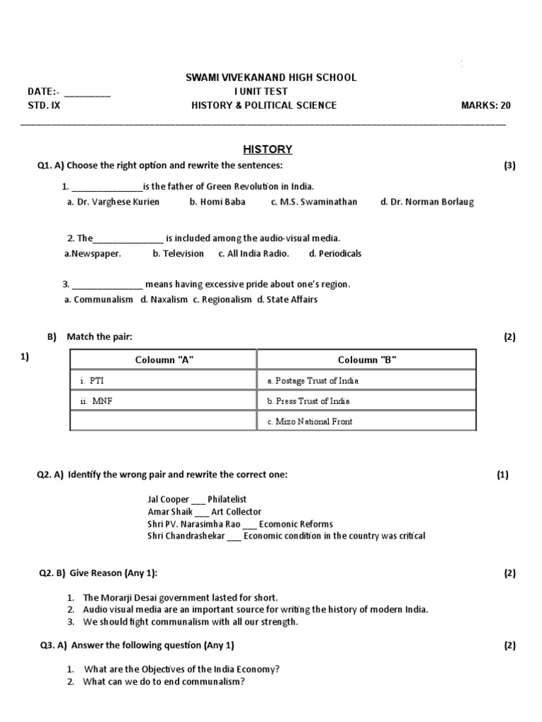 Class 9 History & PS | PDF