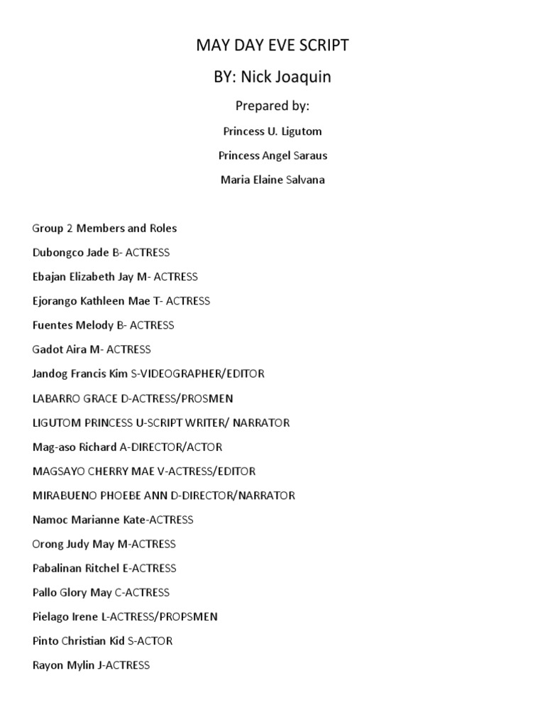 May Day Eve FINAL SCRIPT | PDF