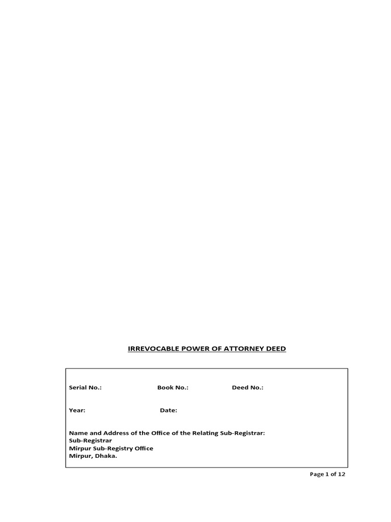 POA - DRAFT - Mirpur 1.65 Katha | PDF