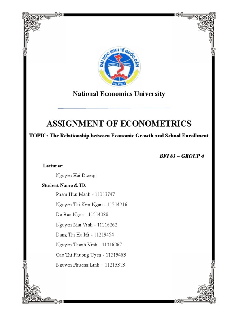 Assignment Econometrics Group 4 BFI63 | PDF