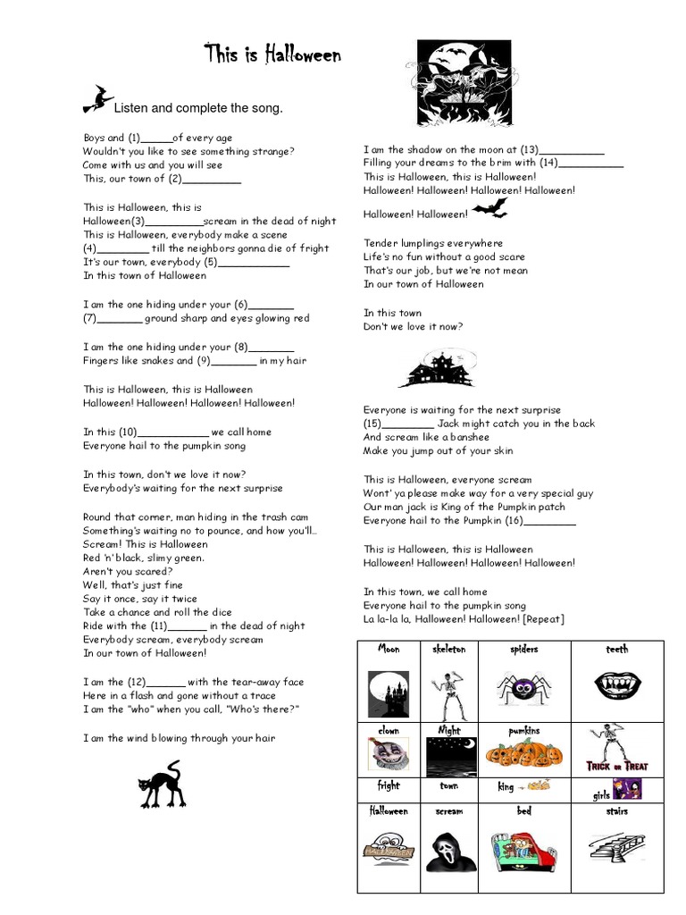 Halloween Song Lyrics Completion | PDF | Halloween