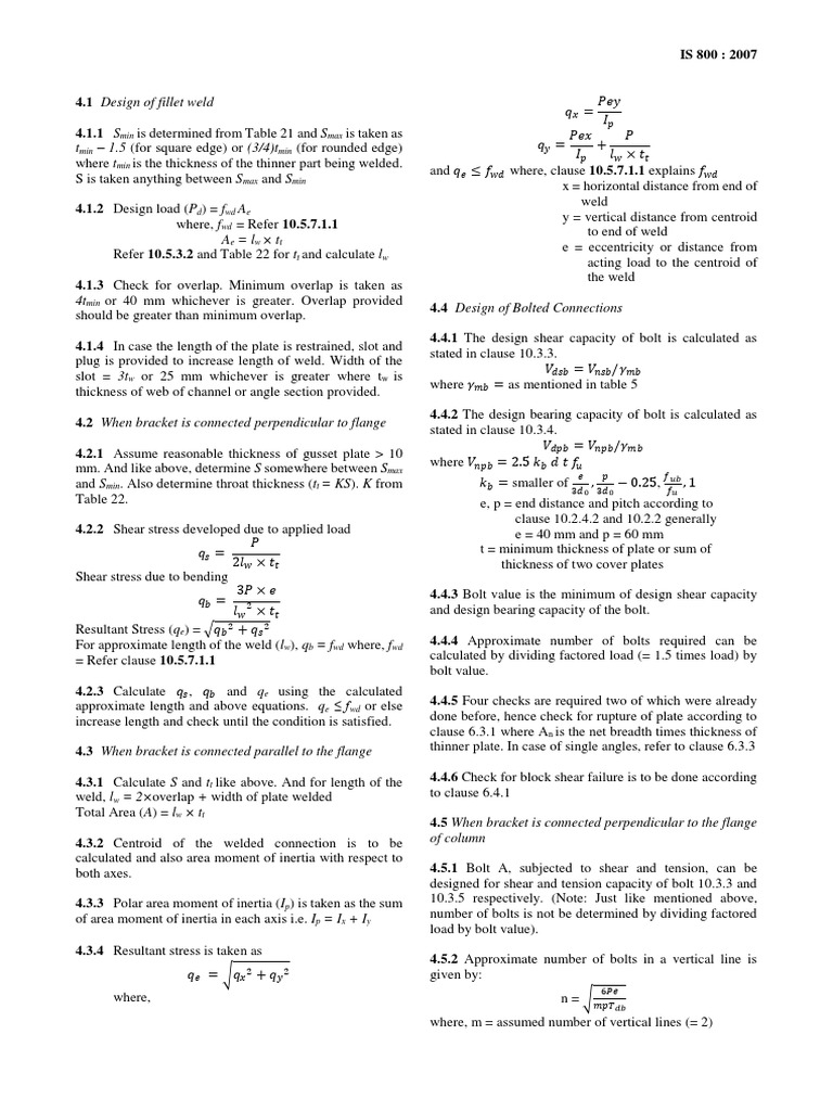 Fillet Weld and Bolt Design Guidelines | PDF | Bending | Buckling