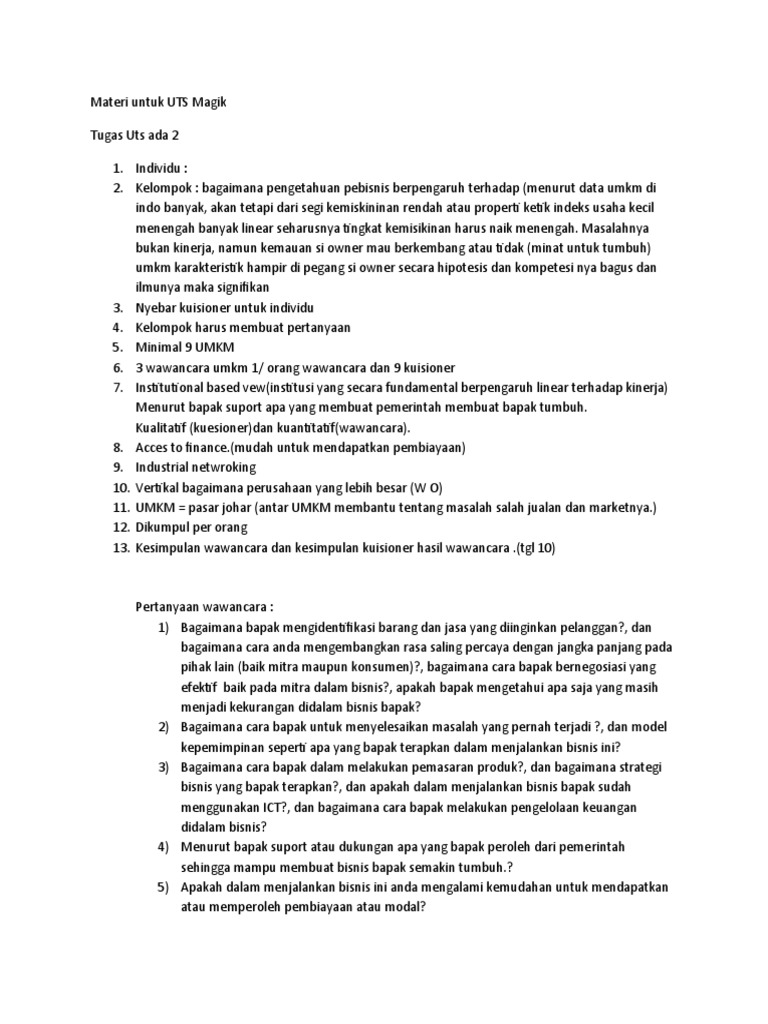 Materi Untuk UTS Magik | PDF