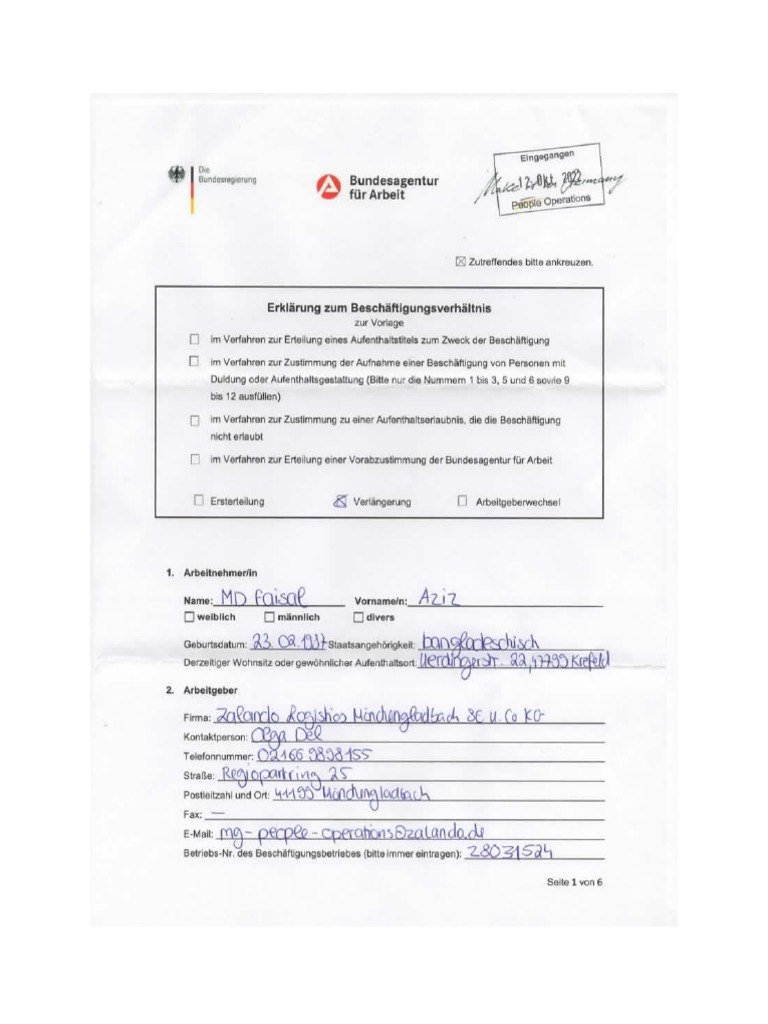 Erklärung Zum Beschäftigungsverhältnis | PDF