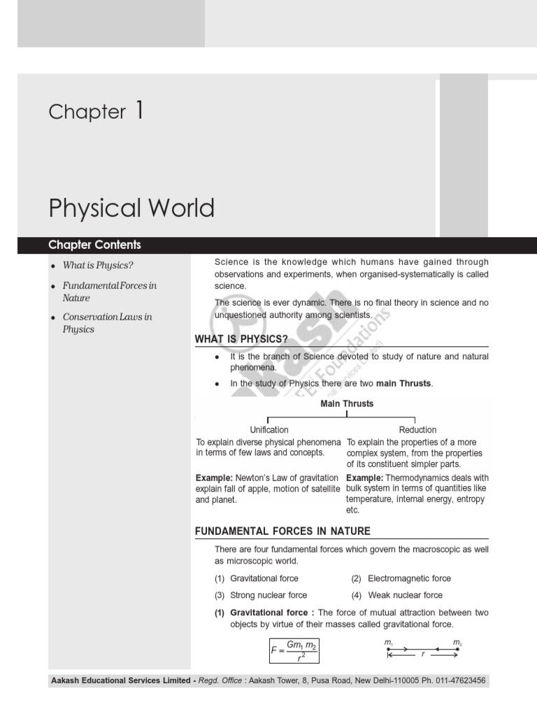(@TEAMFLOOD) Physical World - Aakash RM Modules PDF | PDF | Force | Nuclear Force