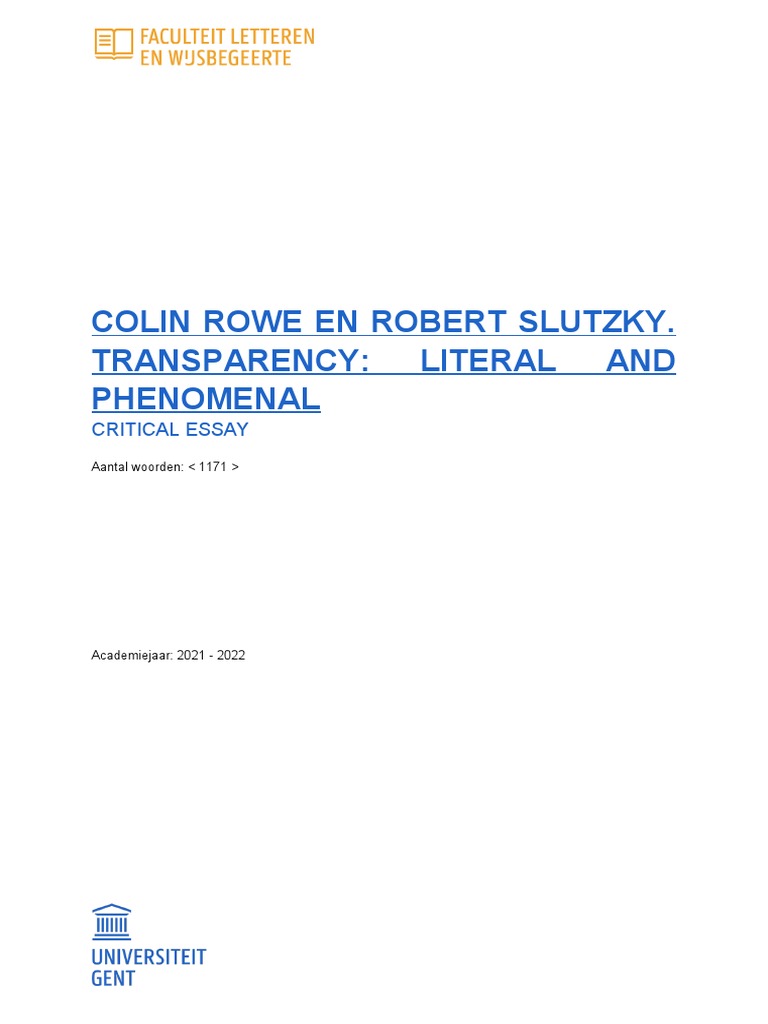 Rowe Colin - Critical Essay | PDF