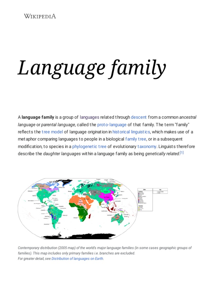 Language Family - Wikipedia | PDF