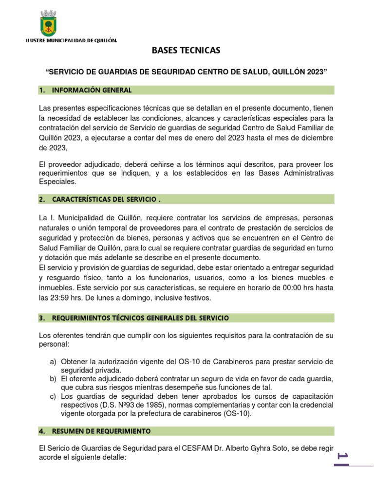 Bases Tecnicas Guardias Seguridad 2023 | PDF | Guardia de seguridad