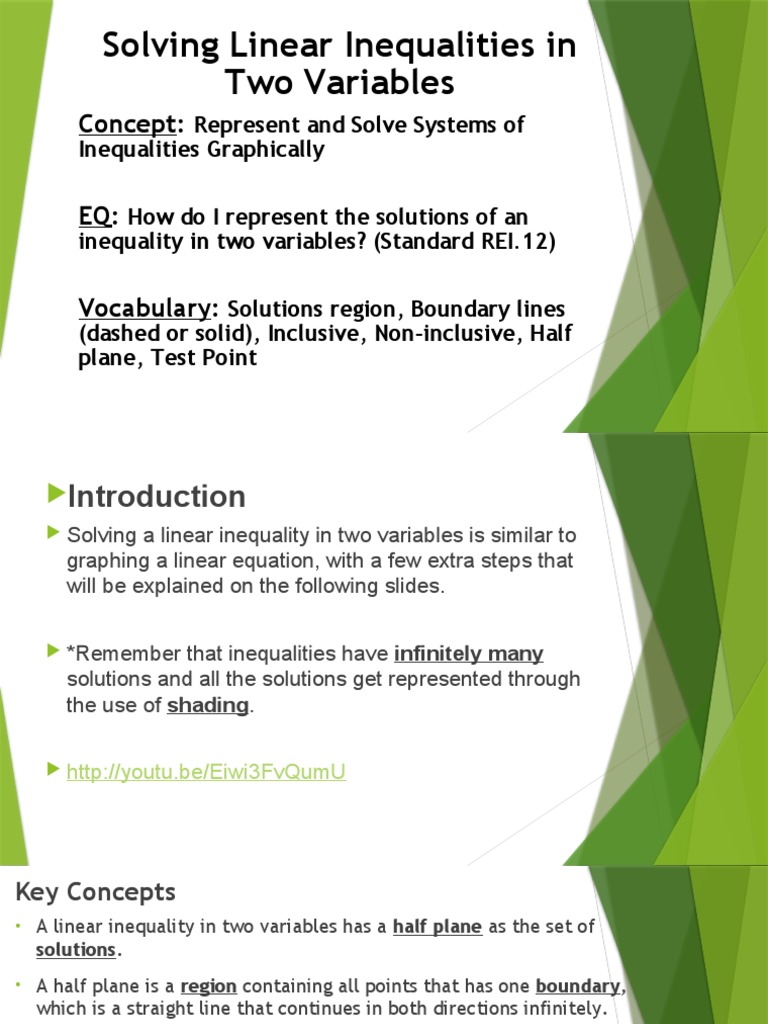 Represent and Solve Linear Inequalities Graphically | PDF | Plane ...