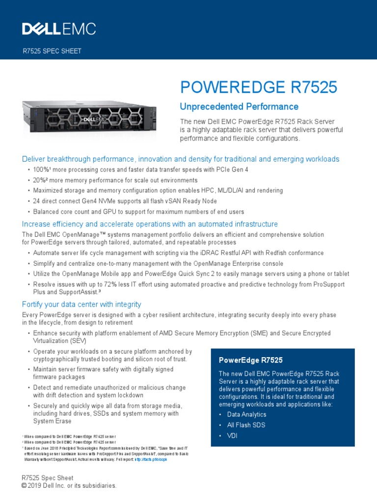PowerEdge R7525 Spec Sheet | PDF