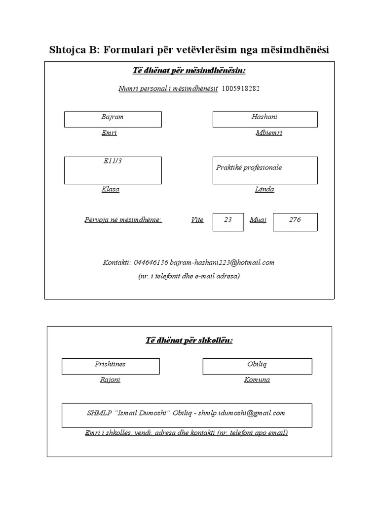 Shtojca B-VV (1) (1324) .Docx BH | PDF