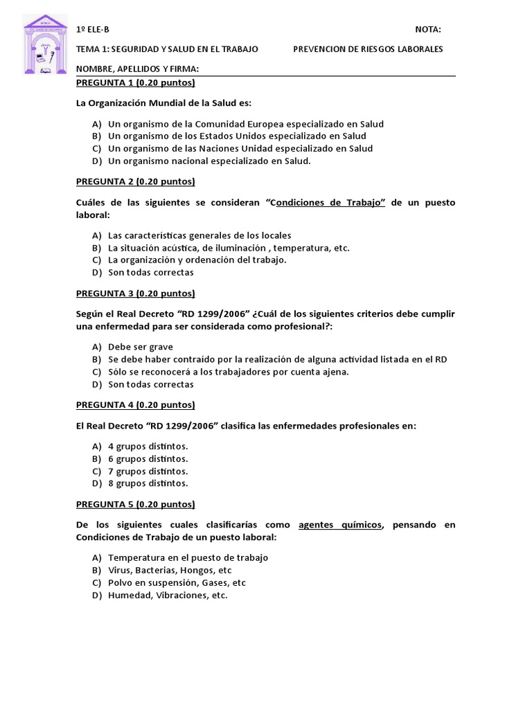 Examen PRL Tema - 1 | PDF