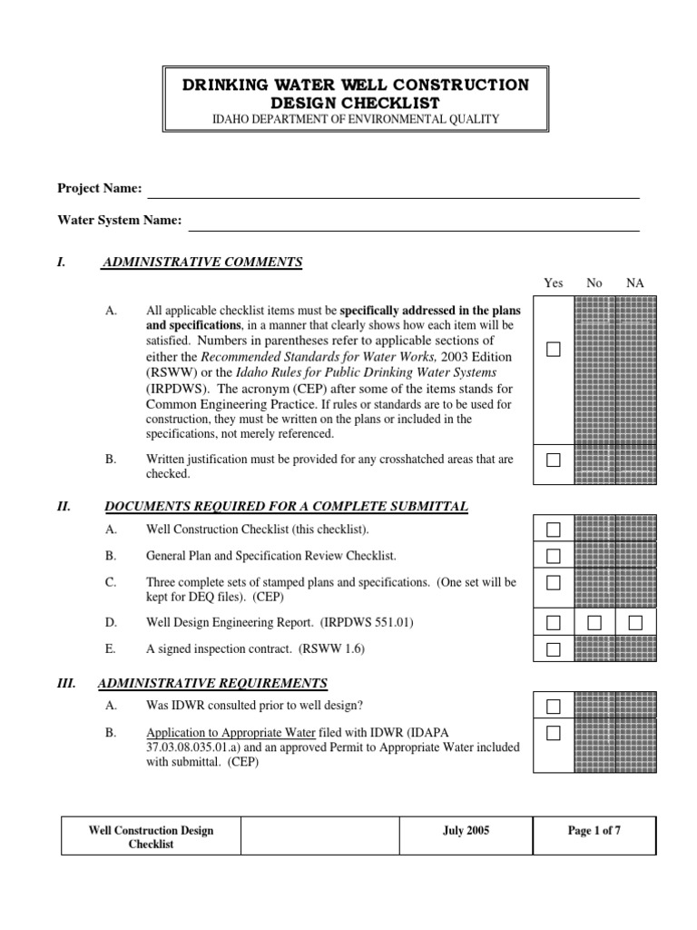 Well Water System Design and Construction Requirements | PDF ...