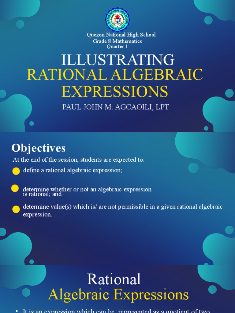Illustrating Rational Algebraic Expressions | PDF | Polynomial | Rational Number