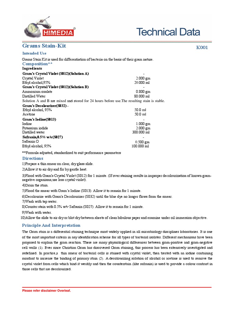 Grams Stain-Kit: Composition | PDF | Staining | Microscopy