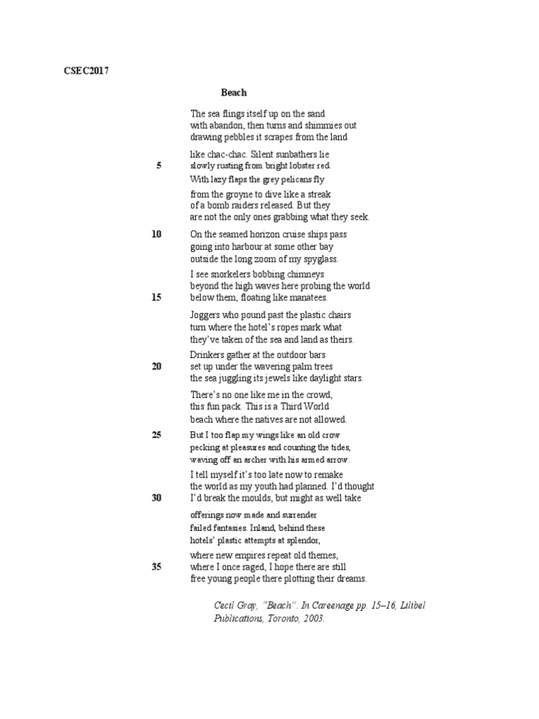 Beach Poem | PDF | Poetry