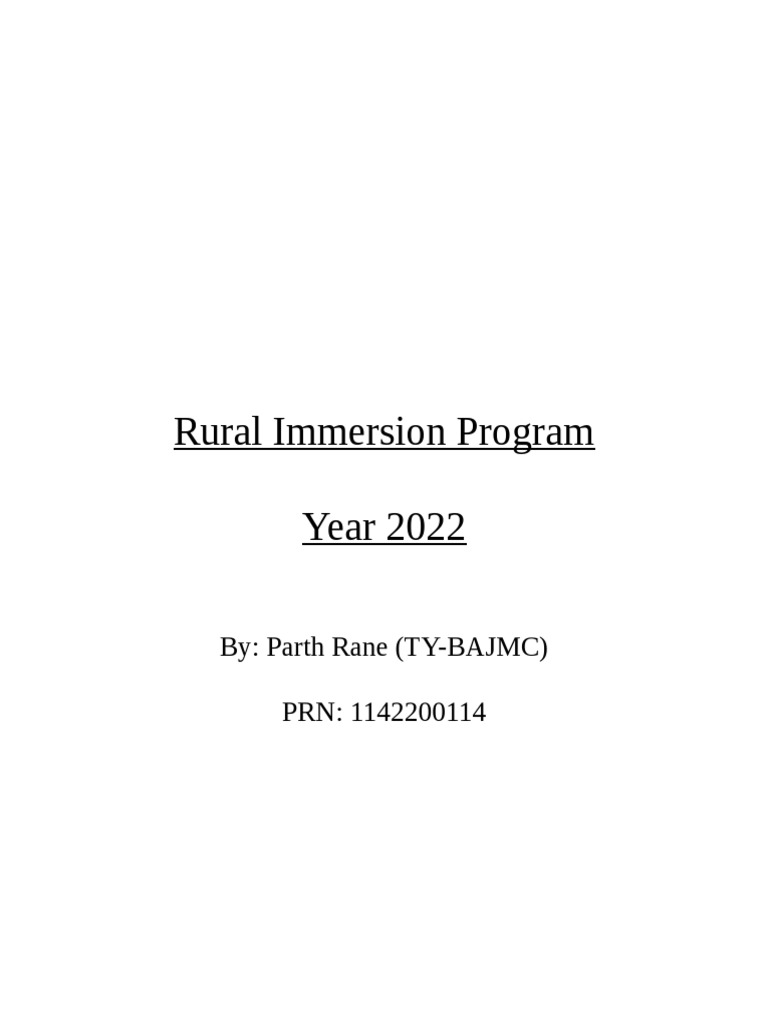 Rural Immersion Program | PDF | Agriculture | Economies