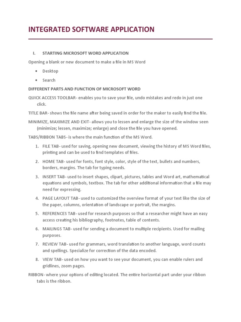 Integrated Software in Microsoft Word | PDF | Microsoft Word | Computer ...
