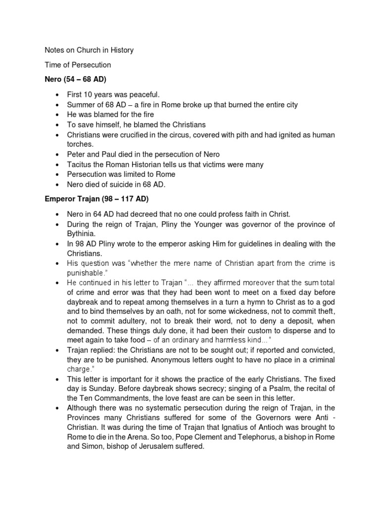 Notes in Church History | PDF | Roman Empire