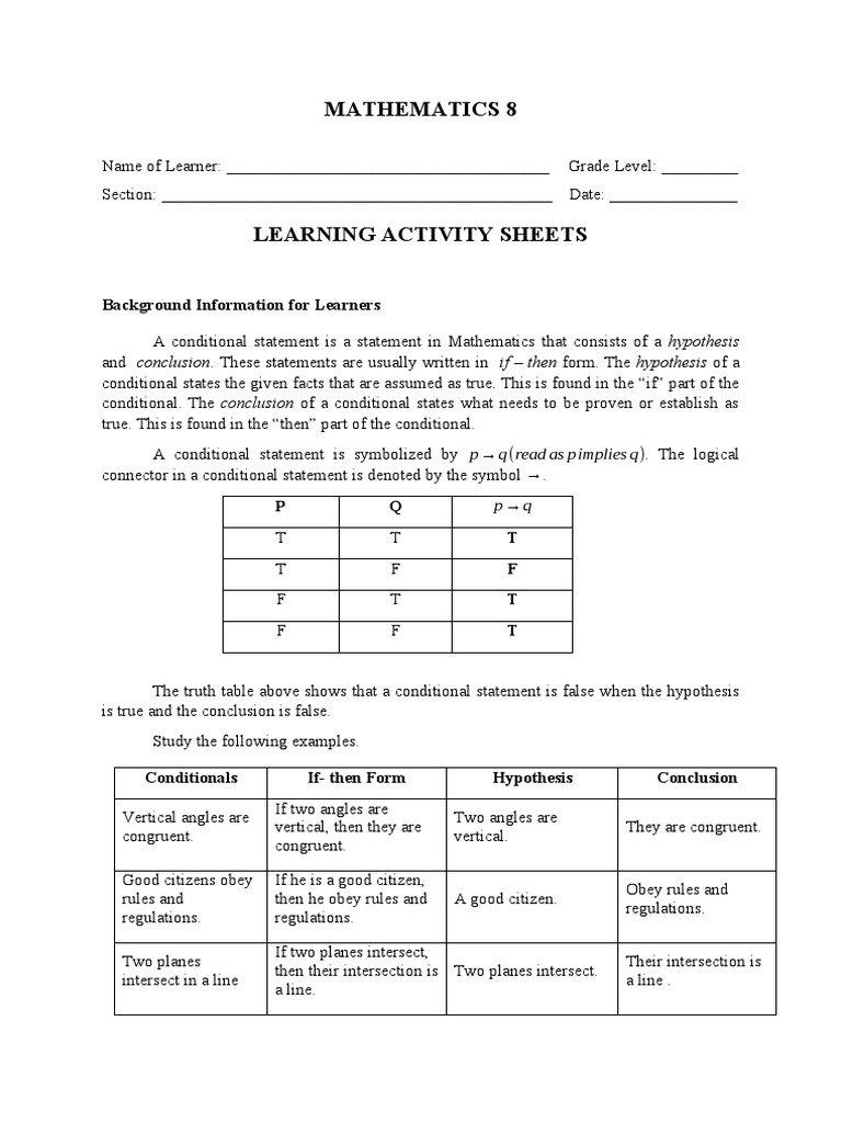 Conditional Statement Download Free Pdf Angle Perpendicular 