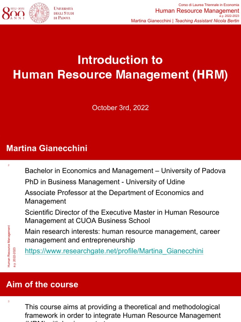 HRM 22-23 Lesson01 20221003 Introduction | PDF