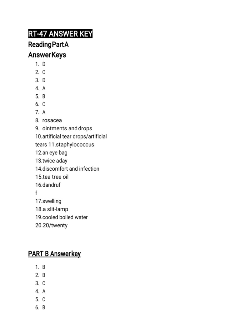 OET Reading Sample For Nurses PDF Blepharitis Answers | PDF