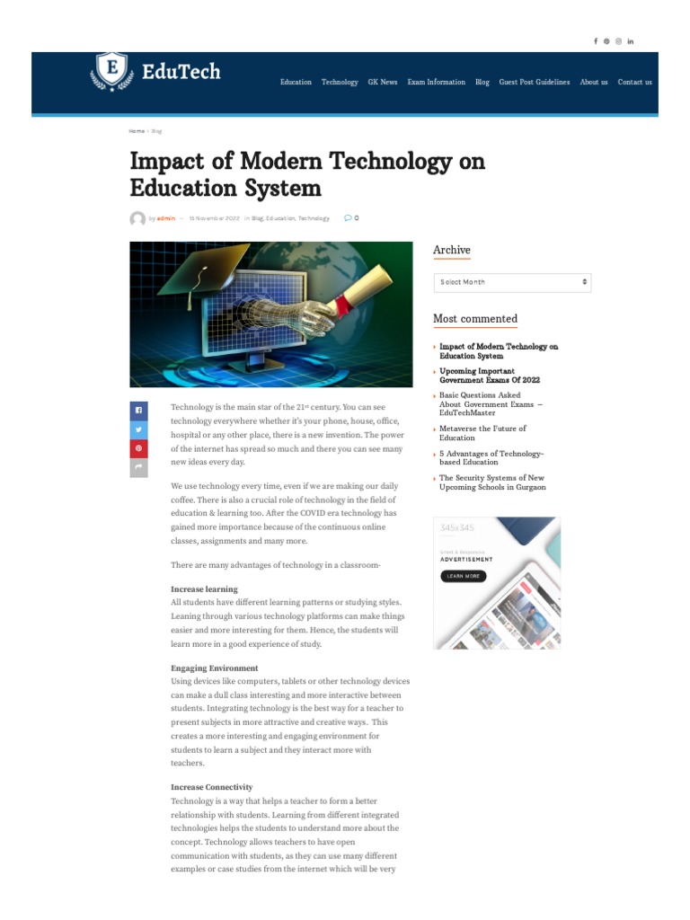 Impact of Modern Technology On Education System | PDF | Teachers ...