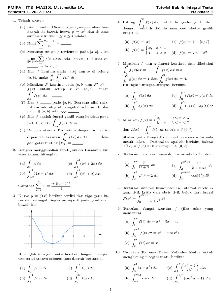Tutorial Bab 4 MA1101 2022-2023 | PDF