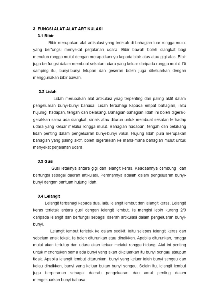 Fungsi Alat Artikulasi | PDF