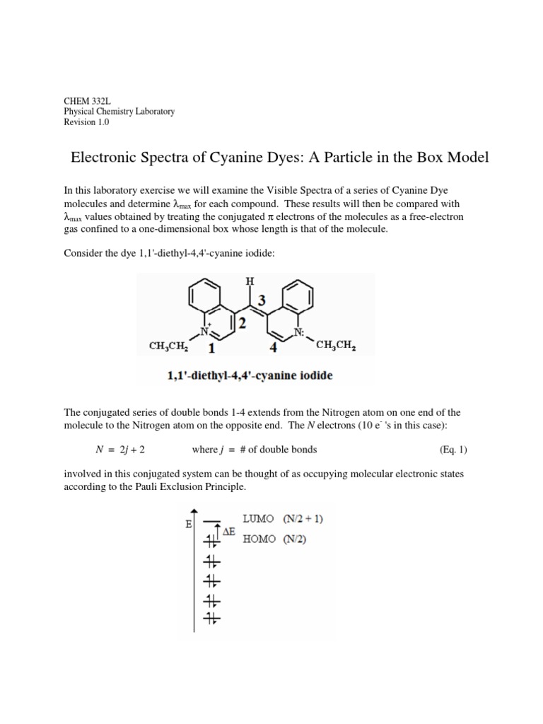 Electronic Spectra of Cyanine Dyes: A Particle in The Box Model ...