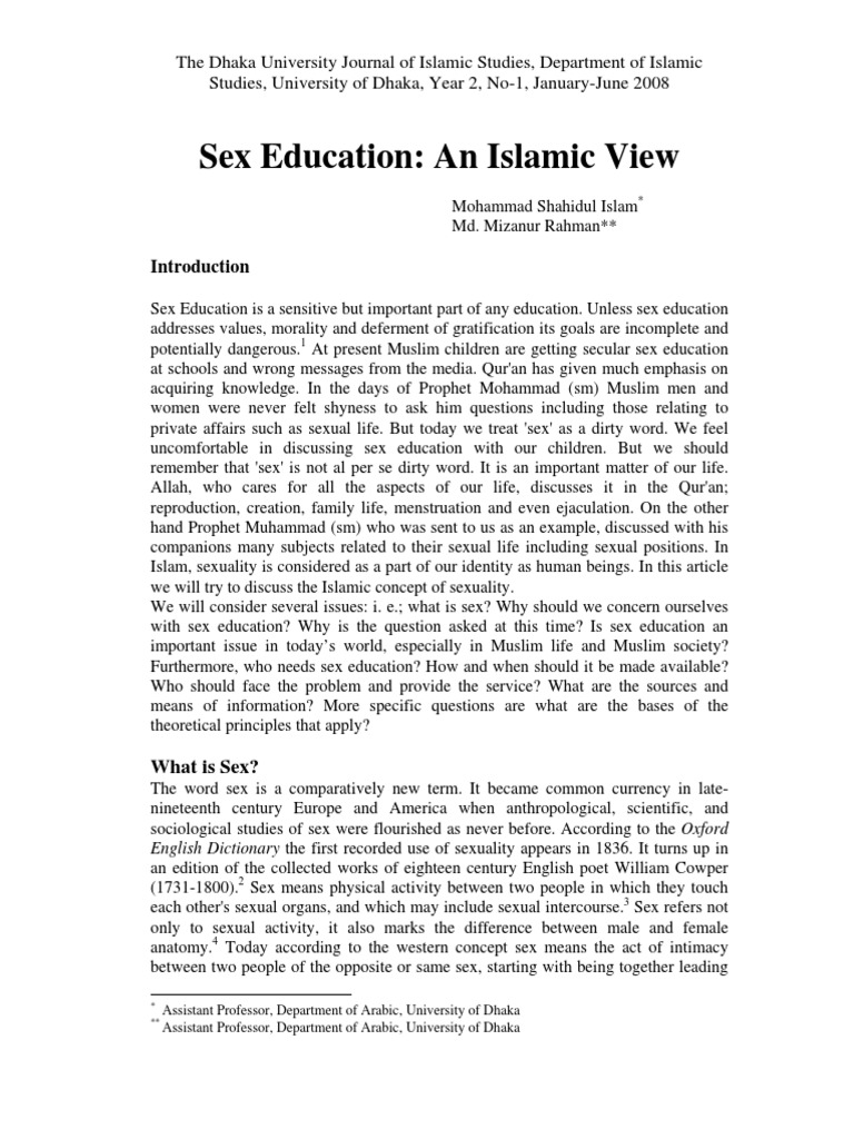 Sex Education An Islamic View | PDF